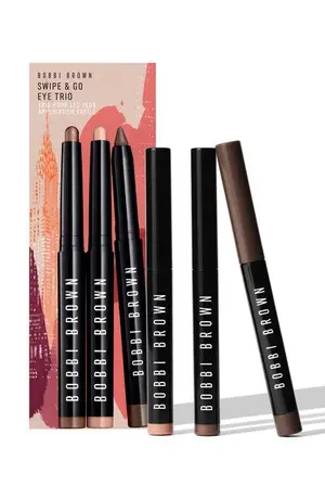 Bobbi Brown Swipe & Go Eyeshadow & Eyeliner Trio $102 Value - Smokey Topaz/pink/chocolate