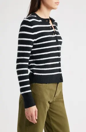 Madewell Kensington Cardigan - White And Black Stri