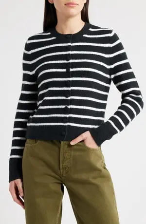 Madewell Kensington Cardigan - White And Black Stri