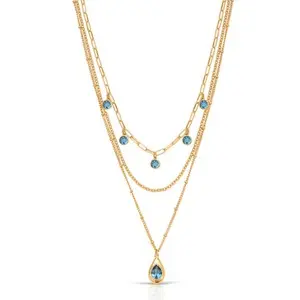 Ettika Seraphine Triple Strand Layered Necklace - Blue