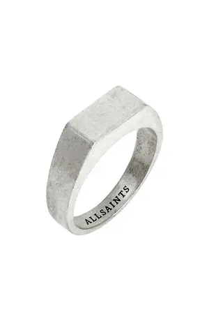 ALLSAINTS Rectangle Flat Signet Ring - Warm Silver