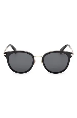 Max Mara 54mm Round Frame Sunglasses - Shiny Black / Smoke