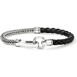 John Hardy Braided Leather And Chain Bracelet - Silver/ Black