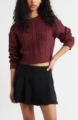 Bp. Cable Pullover Sweater - Burgundy Tannin