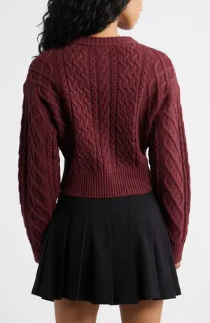 Bp. Cable Pullover Sweater - Burgundy Tannin