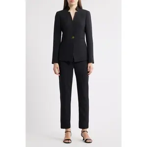 TAHARI ASL Notch Neck Long Sleeve Jumpsuit - Black
