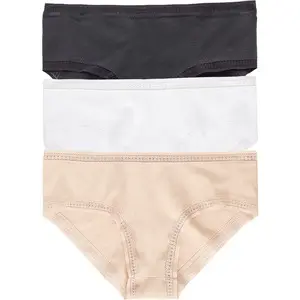 ON GOSSAMER Cabana 3-pack Boyshorts - Black/white/champagne