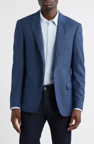 Emporio Armani Textured Microcheck Virgin Wool Blazer