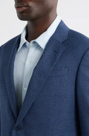 Emporio Armani Textured Microcheck Virgin Wool Blazer