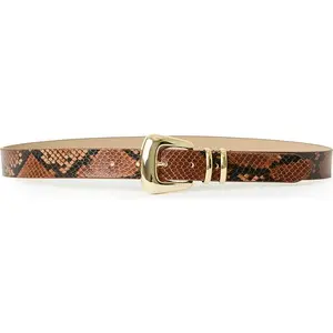 B-low The Belt Milan Python Print Leather Belt - Cognac/ Gold