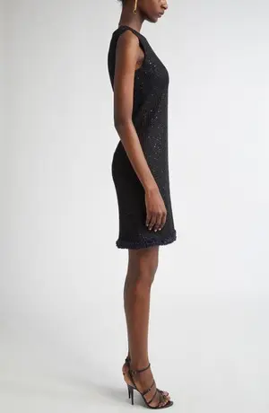 St. John Sequin Tweed Knit Sleeveless Dress