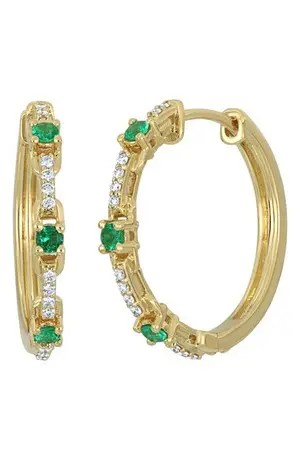 Bony Levy El Mar Hoop Earrings - 18k Yellow Gold Emerald