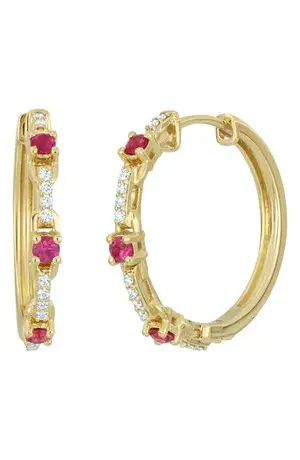 Bony Levy El Mar Hoop Earrings - 18k Yellow Gold Ruby
