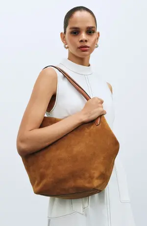 Madewell Suede Shopper Tote - Dried Acorn Multi