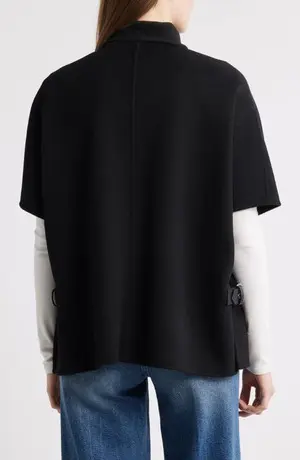 Michael Kors Double Face Wool Blend Cape - Black