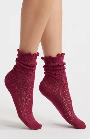 CASA CLARA Pointelle Crew Socks - Pink