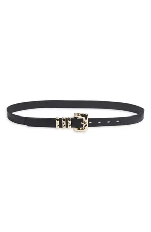 Nordstrom Molten Buckle Leather Belt Black
