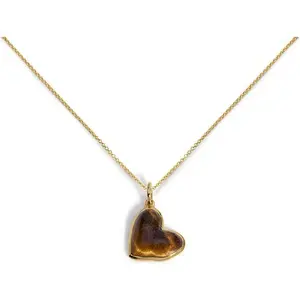 Monica Vinader Tiger's Eye Heart Pendant Necklace - 18k Gold Vermeil / Tigers Eye