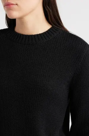 Madewell Relaxed Cotton Crewneck Sweater - Jet Black