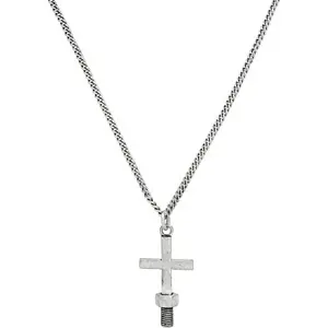 ALLSAINTS Screw Cross Pendant Necklace - Warm Silver