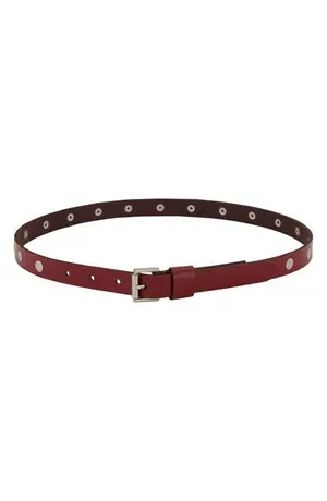 ALLSAINTS Flat Studded Leather Belt - Garnet Red