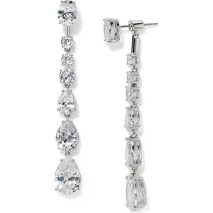 Nadri Sunshowere Crystal Front/Back Earrings Rhodium/clear