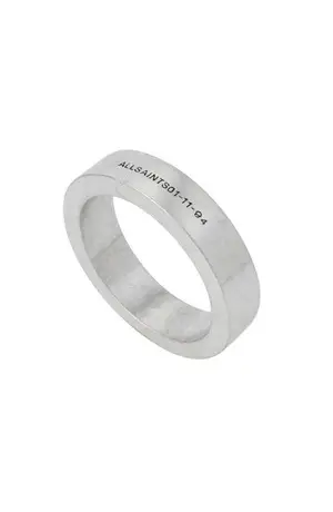 ALLSAINTS Logo Engraved Band Ring - Warm Silver
