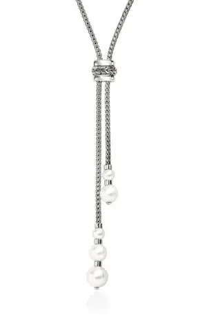 John Hardy Essentials Pearl Lariat Necklace - Silver/ Pearl