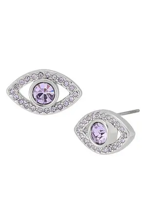 Kurt Geiger Pave Evil Eye Stud Earrings - Purple