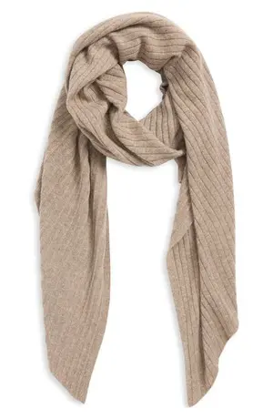 Nordstrom Rib Cashmere Travel Wrap - Tan Portabella