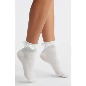 CASA CLARA Amora Ruffle Ankle Socks - White