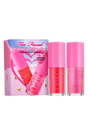 TOO FACED Kissing Jelly Favorites Lip Oil Gloss Set $44 Value - Sour Watermelon And Bubblegum