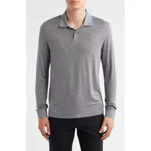 Theory Goris Activate Long Sleeve Polo Carbon Melange