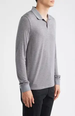 Theory Goris Activate Long Sleeve Polo - Carbon Melange