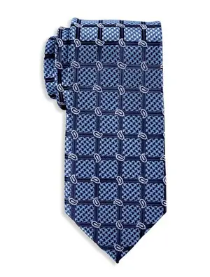 OAK HILL BY DXL Paisley Grid Neck Tie - Blue