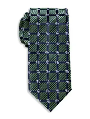 OAK HILL BY DXL Paisley Grid Neck Tie - Green