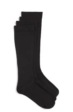 Nordstrom Knee High Compression Socks 2 Pack - Black- Black
