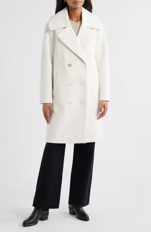 Bernardo Double-breasted Knit Coat - White