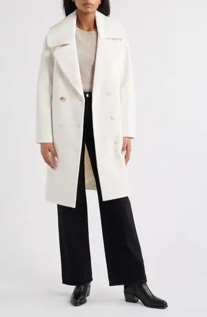 Bernardo Double-breasted Knit Coat - White
