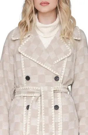 Avec Les Filles Wool Blend Checkered Coat