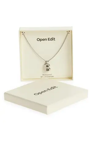 OPEN EDIT Waterproof Bubble Initial Pendant Necklace B- Silver