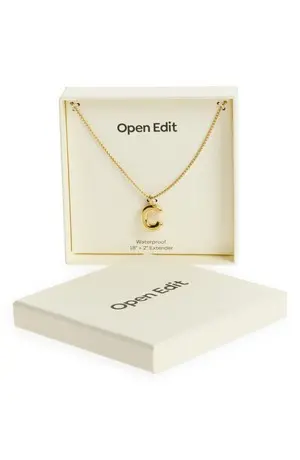 OPEN EDIT Waterproof Bubble Initial Pendant Necklace C- Gold