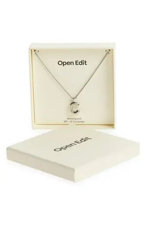 OPEN EDIT Waterproof Bubble Initial Pendant Necklace C- Silver