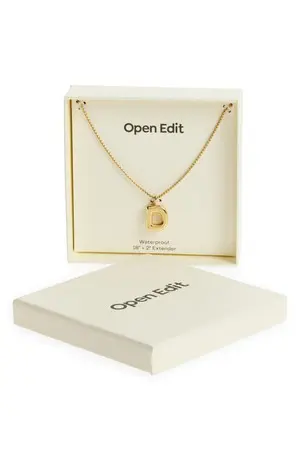 OPEN EDIT Waterproof Bubble Initial Pendant Necklace D- Gold