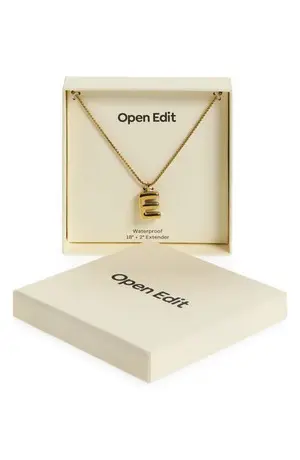 OPEN EDIT Waterproof Bubble Initial Pendant Necklace E- Gold