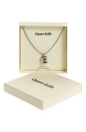 OPEN EDIT Waterproof Bubble Initial Pendant Necklace E- Silver
