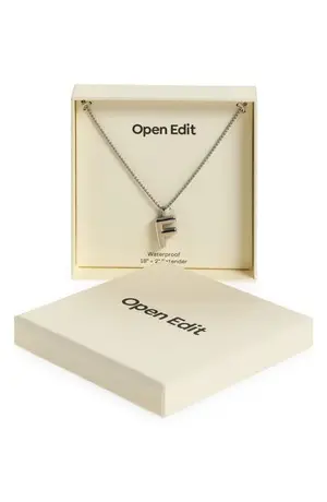 OPEN EDIT Waterproof Bubble Initial Pendant Necklace F- Silver