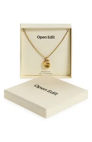 OPEN EDIT Waterproof Bubble Initial Pendant Necklace G- Gold