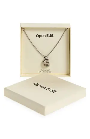 OPEN EDIT Waterproof Bubble Initial Pendant Necklace G- Silver