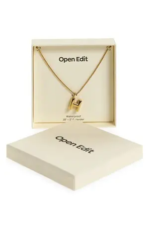 OPEN EDIT Waterproof Bubble Initial Pendant Necklace H- Gold